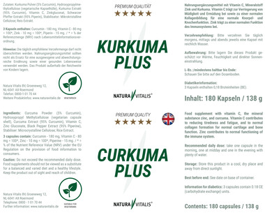 Kurkuma Plus - Tradiotionell, erfolgreich & bedeutend von Natura Vitalis